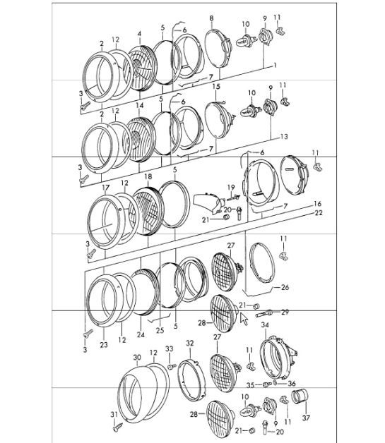 Headlamp Glass H1 Porsche 911 1965-73 RHD BOSCH - 91163111100/1 ...