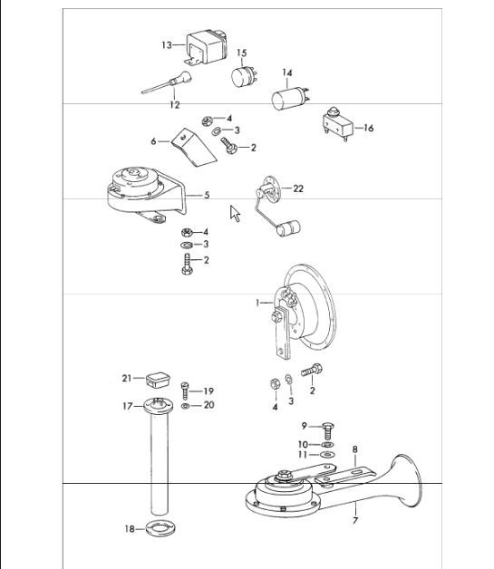 Porsche 911 912 Horn High-Pitched PCG63511202 90163511202 - PCG63511203 ...
