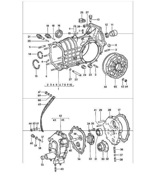 Porsche 993 Gearbox Bracket Support Hexagon-Head Bolt Washer ...