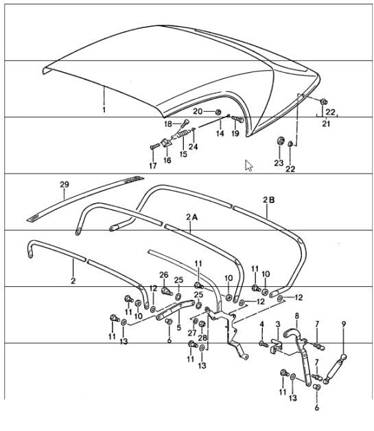 convertible top covering, convertible top frame, single parts 911 ...