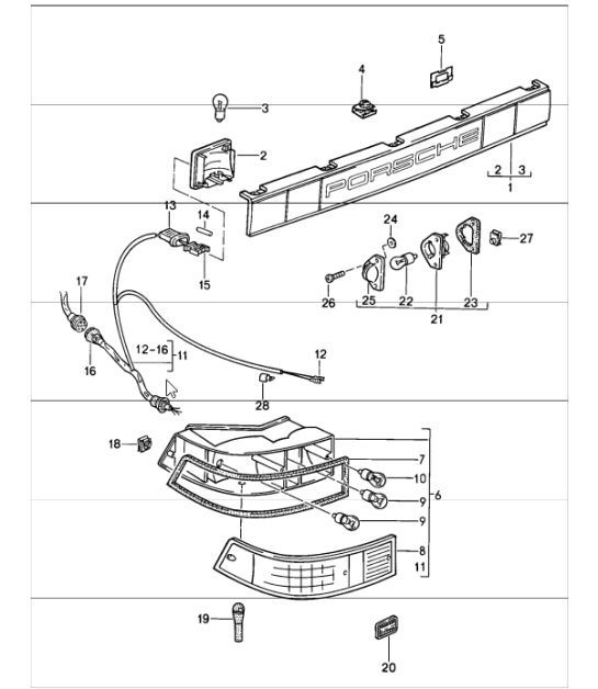 Porsche 911 Rear panel WITH fog lamps 91163312301 - 91163312301 ...