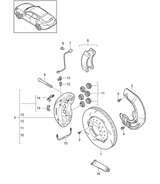 Disc brake / Front axle (Model: CWBA,CWB, CWCA,CWC) Panamera 970 (G1 ...