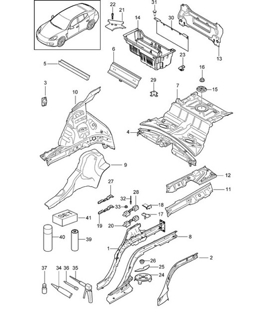Rear end Panamera 970 (G1) 2010-16 - Porsche Parts Diagrams | Design 911