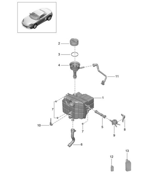 Coolant cooling system / Coolant expansion tank 718 (982) Boxster 2017 ...