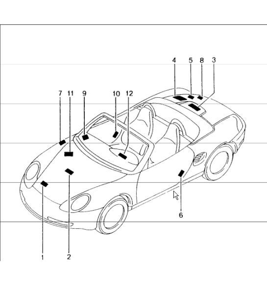 stickers 986 Boxster 1997-04 - Porsche Parts Diagrams | Design 911