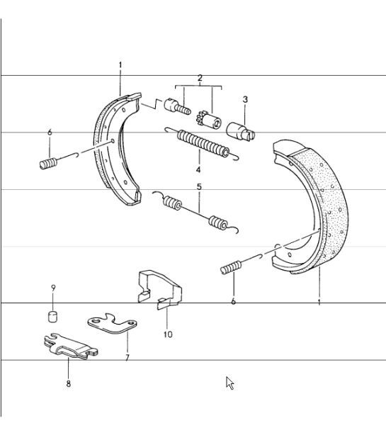 Original Porsche 98635299501 Handbrake shoes for Porsche Boxster 986 2 ...