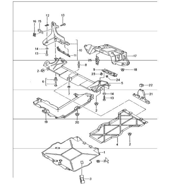 linings for underbody 986 Boxster 1997-04 - Porsche Parts Diagrams ...