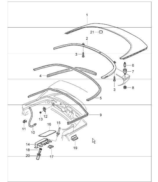 Porsche 986 Boxster Convertible top sealing element 98651463402 ...