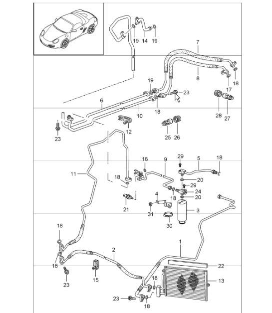 Air Conditioning (Air Con) Radiator Condenser Kit. Porsche 718 (982 ...