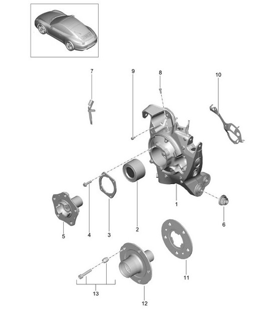 Rear axle / Wheel carrier / Wheel hub 991.1 2012-16 - Porsche Parts ...