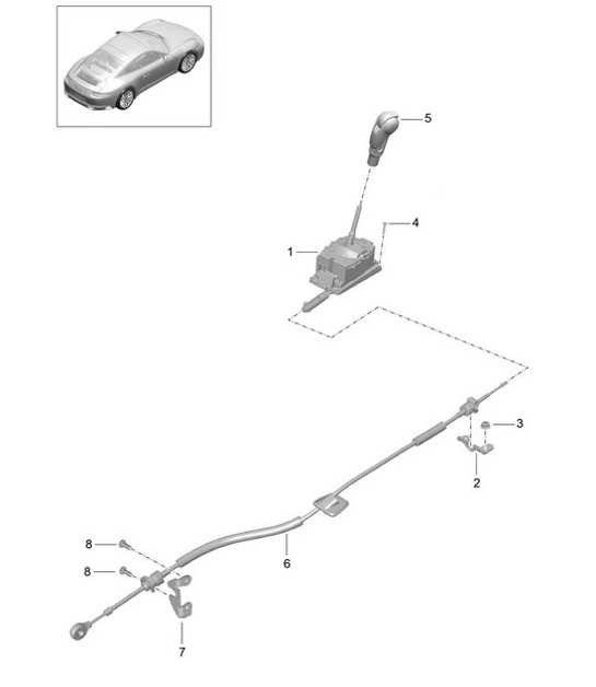 Selector lever - PDK - PR:250 - 991.2 Carrera 2017-19 - Porsche Parts ...