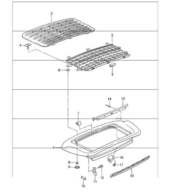 Rear Spoiler/Aerofoil bottom Grill. Porsche 993 1994-97 ...