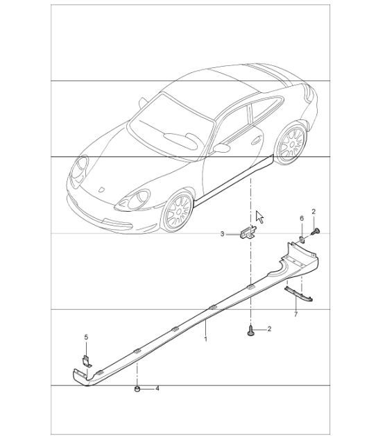 Porsche 996 Side sill trim skirt 9965043630001C and 9965043640001C ...