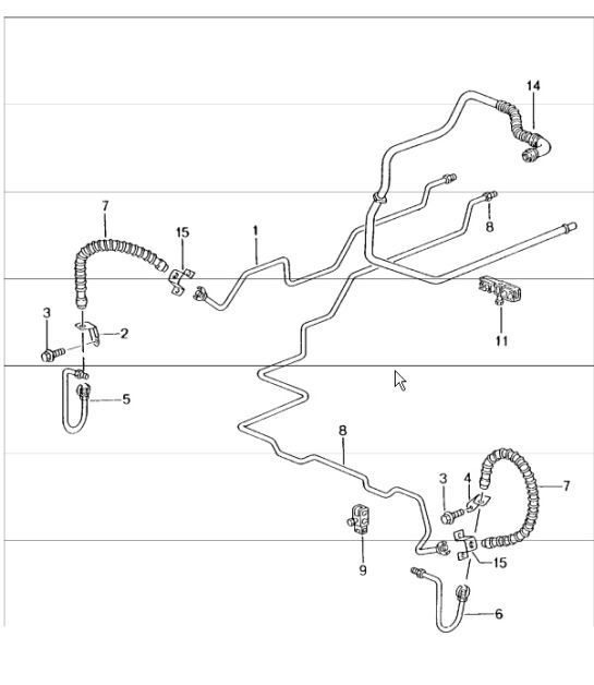 brake line, underbody, rear axle, vacuum line 996 TURBO 2001-05 ...