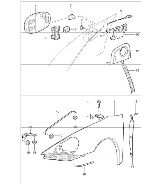 Wing Petrol Flap. Porsche 997 - 99750413400GRV | Design 911