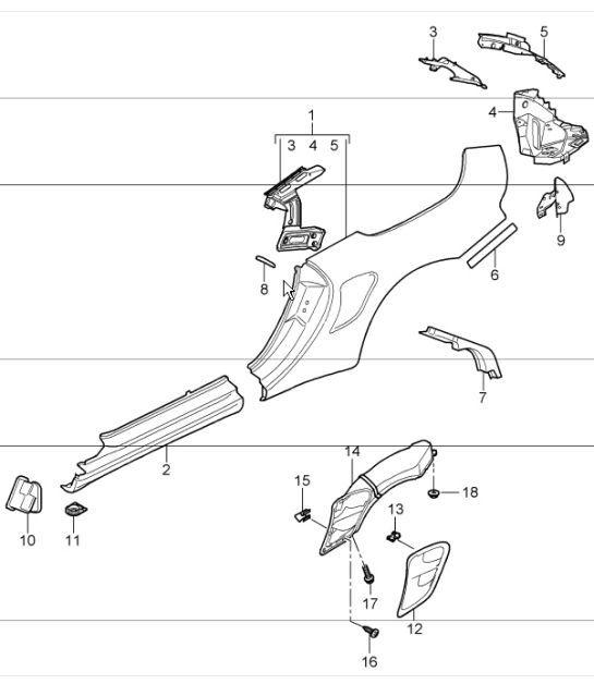 Original Porsche 99750436101G2X and 99750436201G2X Rear 1/4 panel air ...