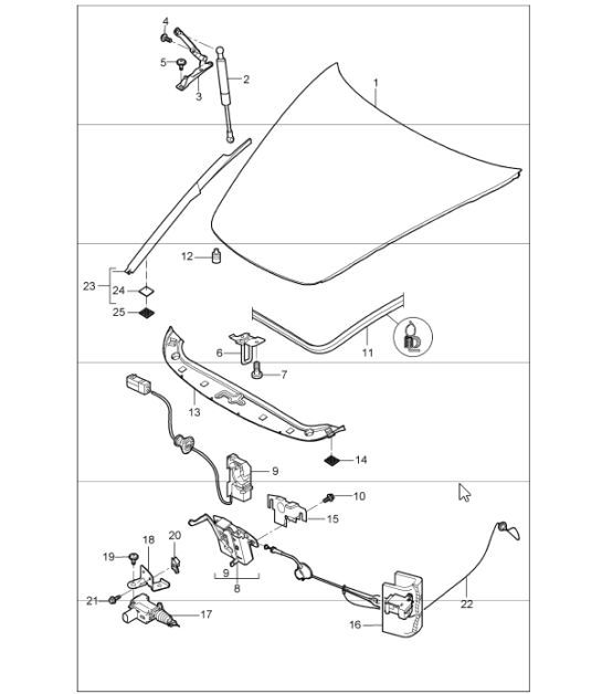 Porsche 987 Boxster 997 Stabilus Front Bonnet Damper - 99751155101/2 ...