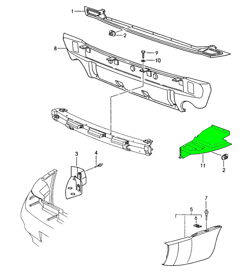Porsche 993 Rear Bumper Heat Protection 99350564500 99350564600 ...