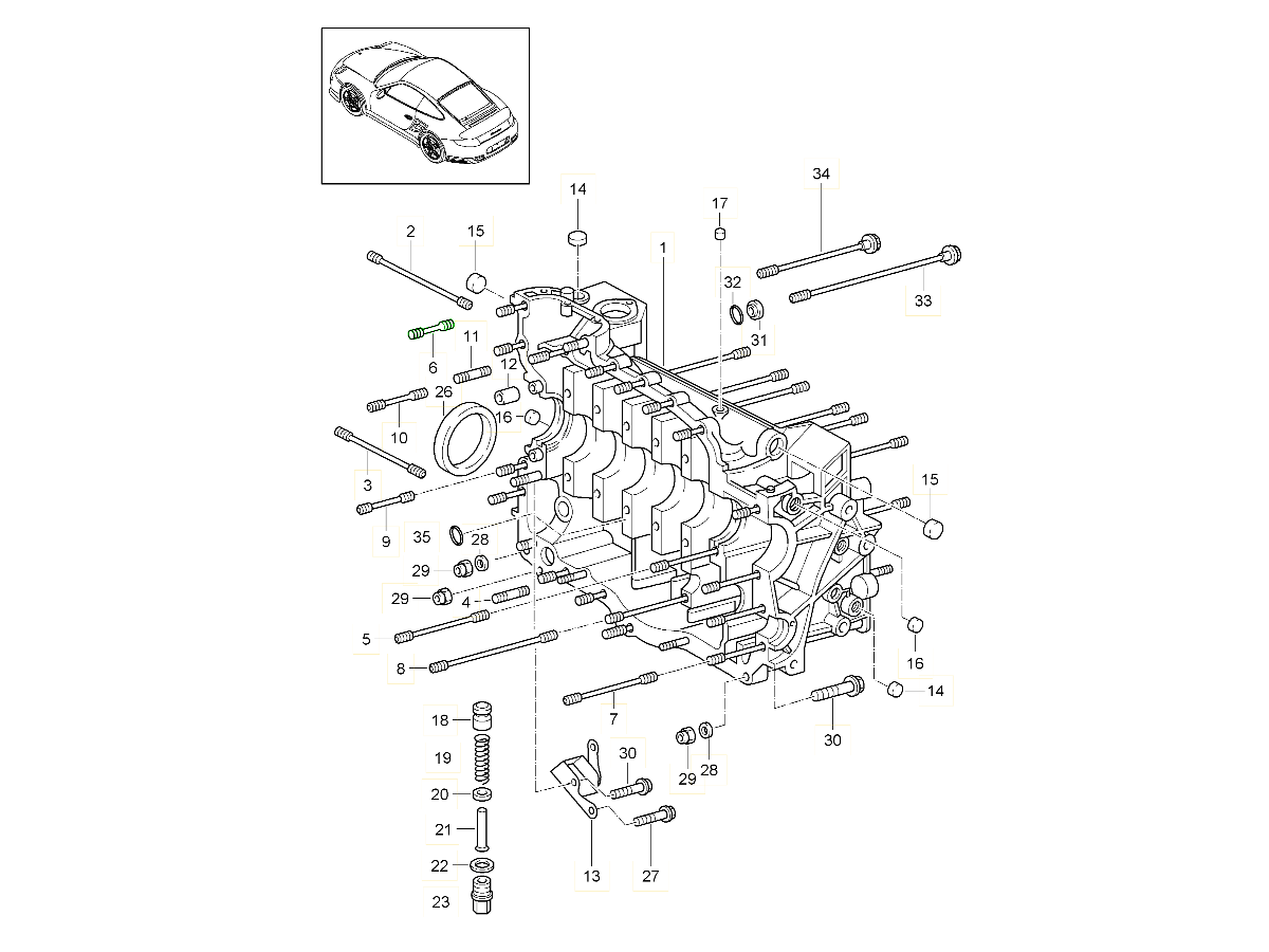 Porsche 997 Turbo Engine crankcase stud 90006010401 - 90006010401 ...