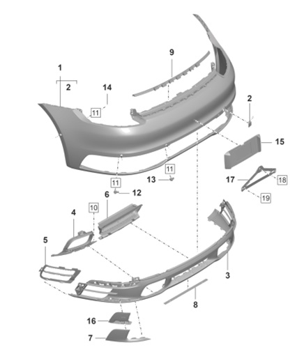 Side trim rear bumper. Porsche 992 Sport Design Package - 992807882G2X ...