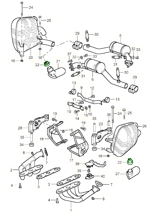 Exhaust clamp in titanium for tail pipe. Porsche 996 99611110800 ...