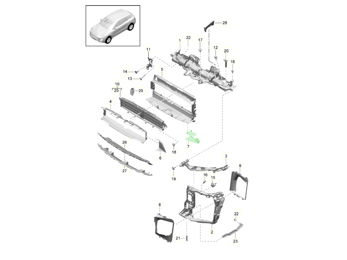 Porsche 95B Macan Front bumper air guide flap 95B121699C1E0 ...