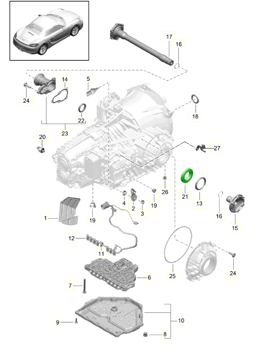 Porsche 991 Differential shaft seal 9G133280301 - 9P1301665/1 | Design 911
