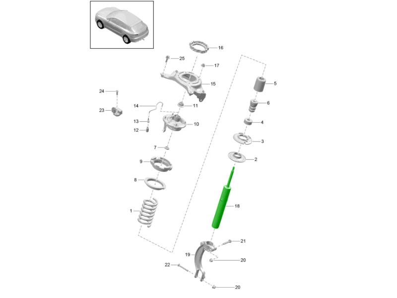 Shock Absorber Front. Porsche Macan 95B413031M, 95B413031A, 95B413031F ...