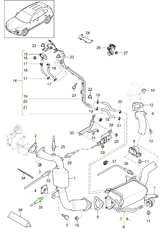 Porsche Cayenne Diesel Exhaust gas temperature sensor 95860628841 ...