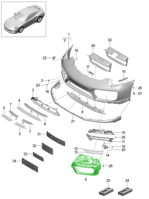 Porsche 991 Turbo Front bumper retaining frame 99150556306OK1 ...