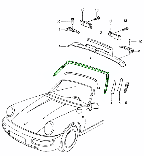 Porsche 911 Front roll bar rubber seal Targa Cabrio 91179956580 ...