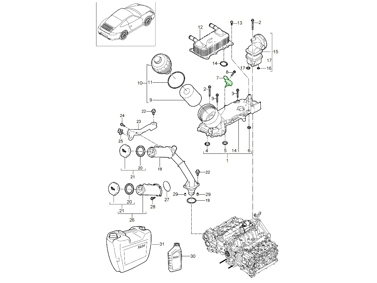 Porsche 997 Cayman Boxster 957 Cayenne Oil pressure sender 99760620303 ...