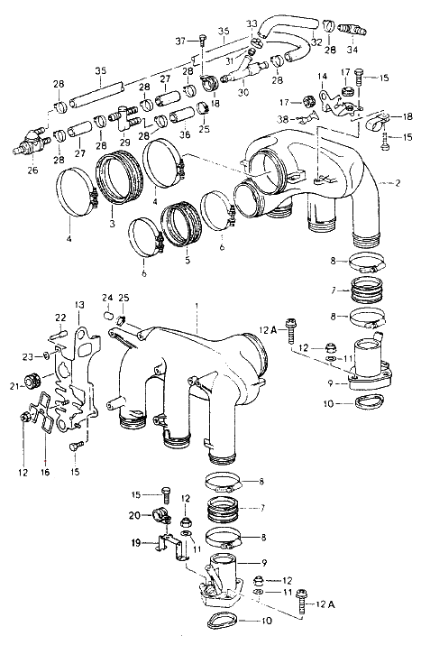 Air Intake Manifold Support. Porsche 964 96411054601 96411054608 ...