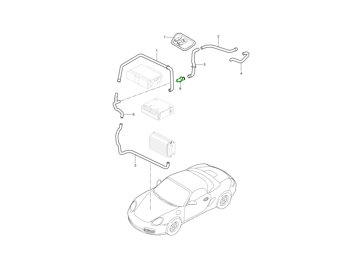 Plastic Air Duct for Luggage Compartment Cooling (PR 575). Porsche 987 ...
