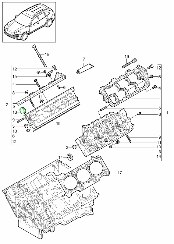 Porsche 958 Cayenne Diesel Camshaft end cap locking cover 95510411300 ...