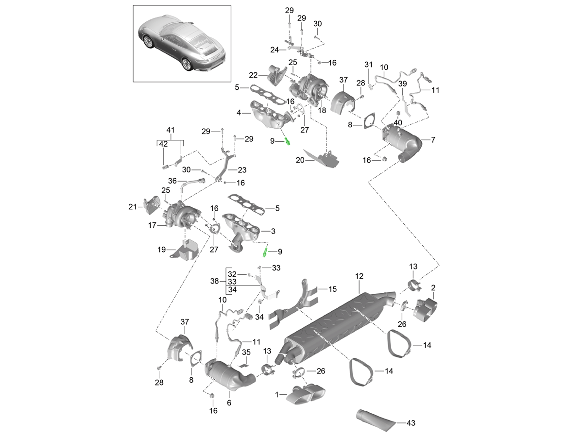 Exhaust manifold bolt M8x27 for Porsche 991 Turbo 99907358901 ...