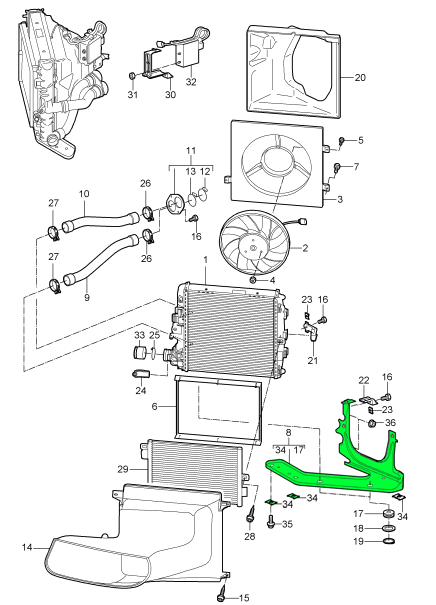 Porsche 997 Boxster Cayman Radiator Water Bracket 99710615601 ...