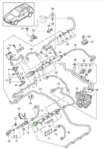 Porsche Cayenne Macan Panamera Fuel pressure sensor 95860623030 ...