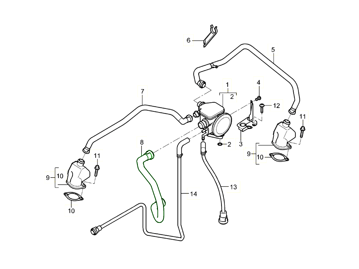 Porsche 997.1 Carrera S 4S Engine oil separator breather hose ...