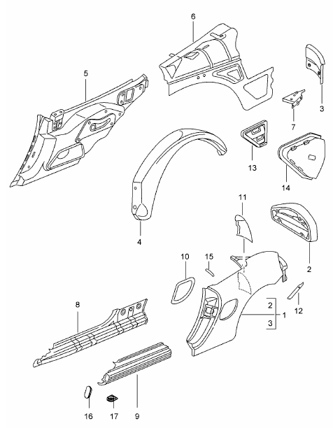 Rear 1/4 Panel. Porsche 986 Boxster - 98650396100GRV | Design 911