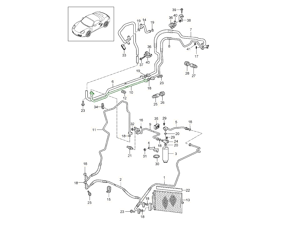 Porsche 996 997 Air conditioning refrigerant pressure line 99657309203 ...