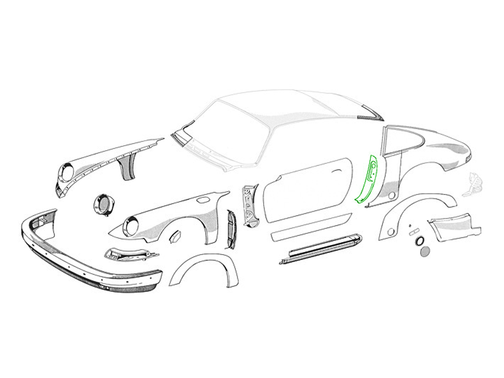 Porsche 911 912 Door lock post left complete with pocket SWB 90150306122GRV - 90150306122GRV/1 ...