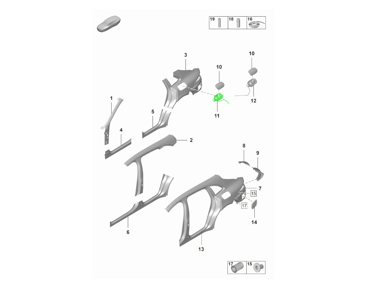 Porsche 971 Panamera Fuel filler flap module 974809857F - 974809857F ...