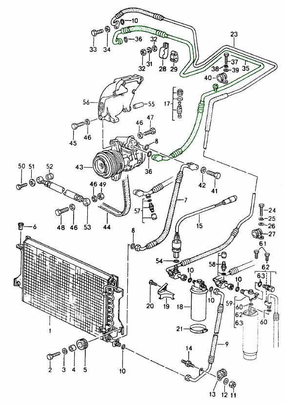Porsche 928 Air conditioning refrigerant line 94457309108 - 94457309108 ...