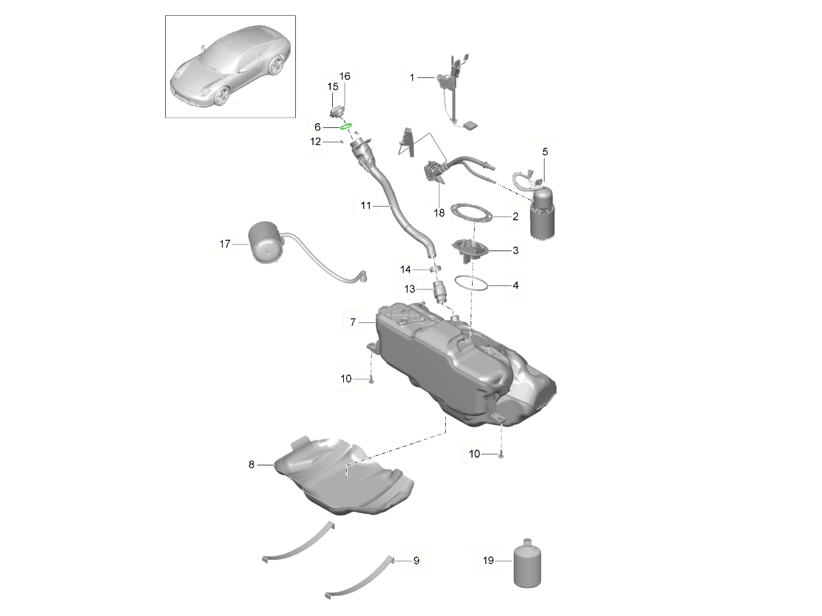 Porsche Fuel Filler Cap, Neck & Flap | Precision Replacement Parts ...