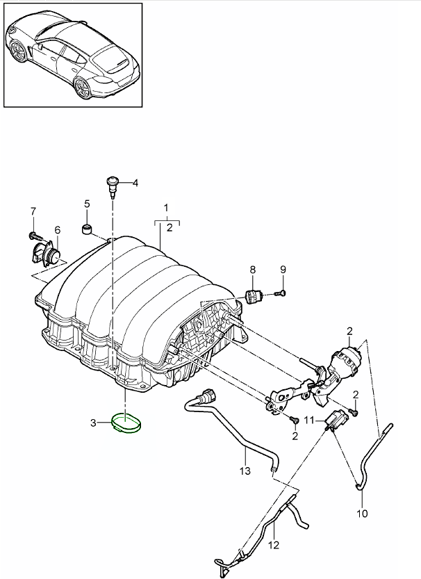 Porsche 970 Panamera Intake manifold gasket 94611014602 - 94611014602 ...