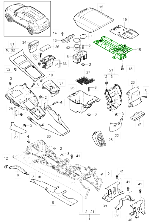 Original Porsche 95855328900 95855328901 Trim for centre console for ...