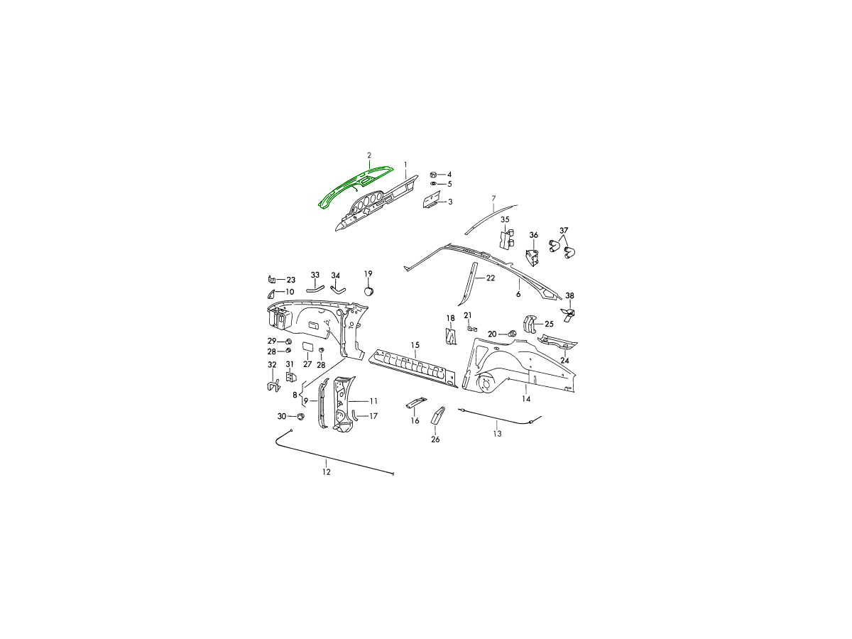 Dash panel upper with air nozzles LHD. Porsche 911 90150202326 ...