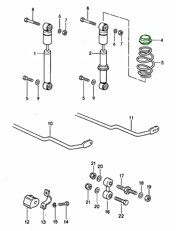 Rear spring seat Porsche 968 with M030 94433352601 - 94433352601 ...