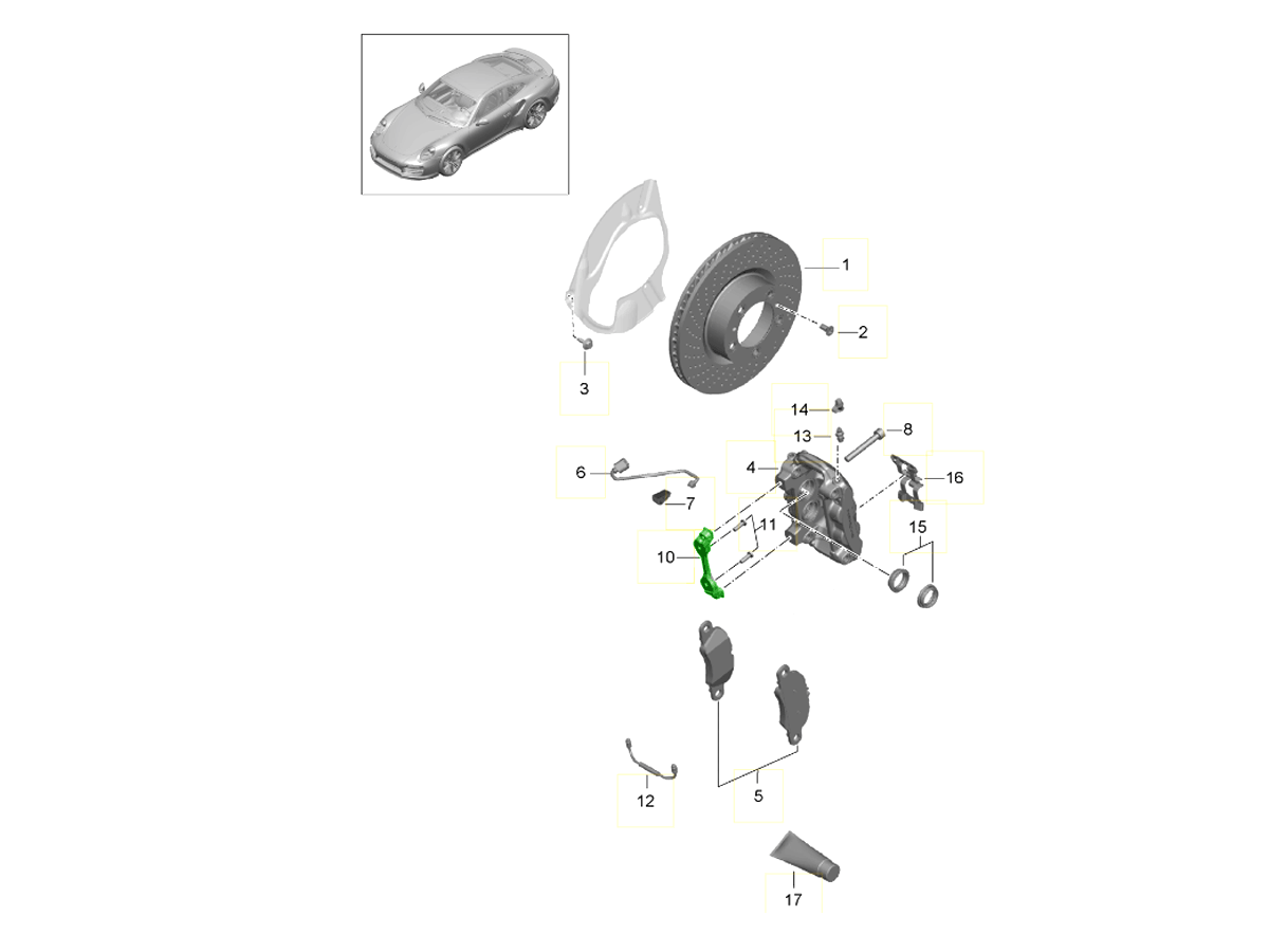 Brake caliper adapter bracket Front. Porsche 997 991 992 Turbo with ...